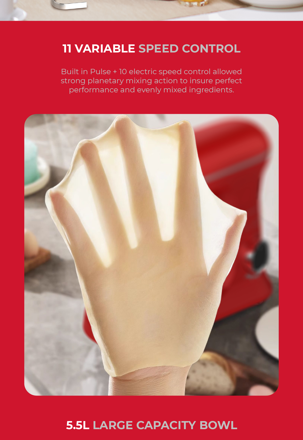 Perysmith Electric Stand Mixer 5.5L for Baking with Bowl and 3 Whisks ...