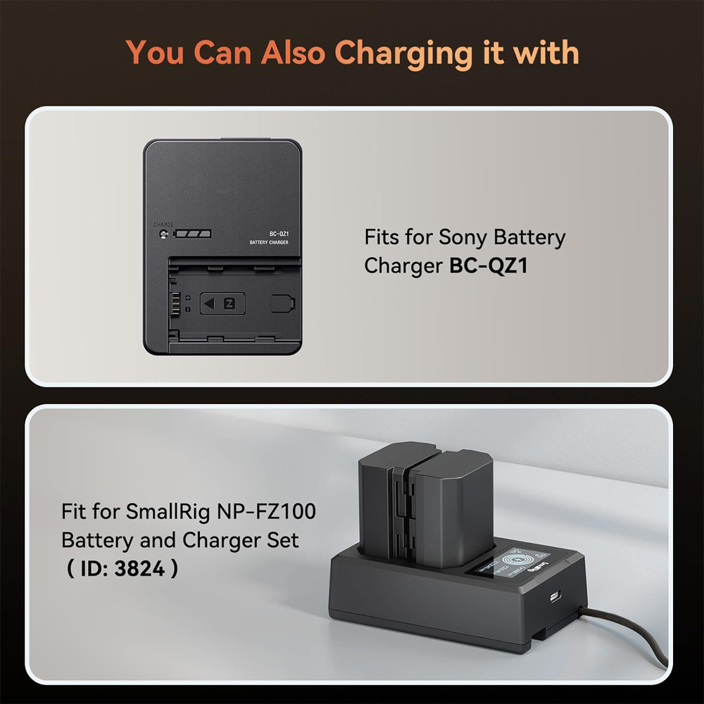 SmallRig NP-FZ100 Rechargeable Li-Ion Battery 2400mAh 7.2V w/ USB-C Direct Charging for SONY ...