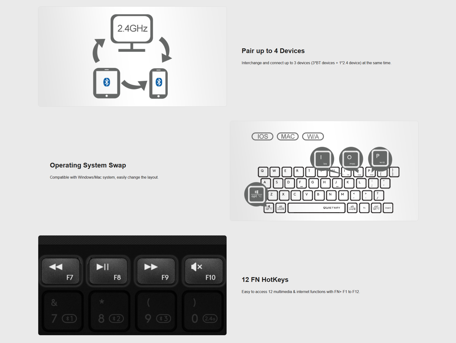 A4Tech FBK23 Quiet Key Bluetooth & 2.4G Wireless Keyboard | Shopee ...