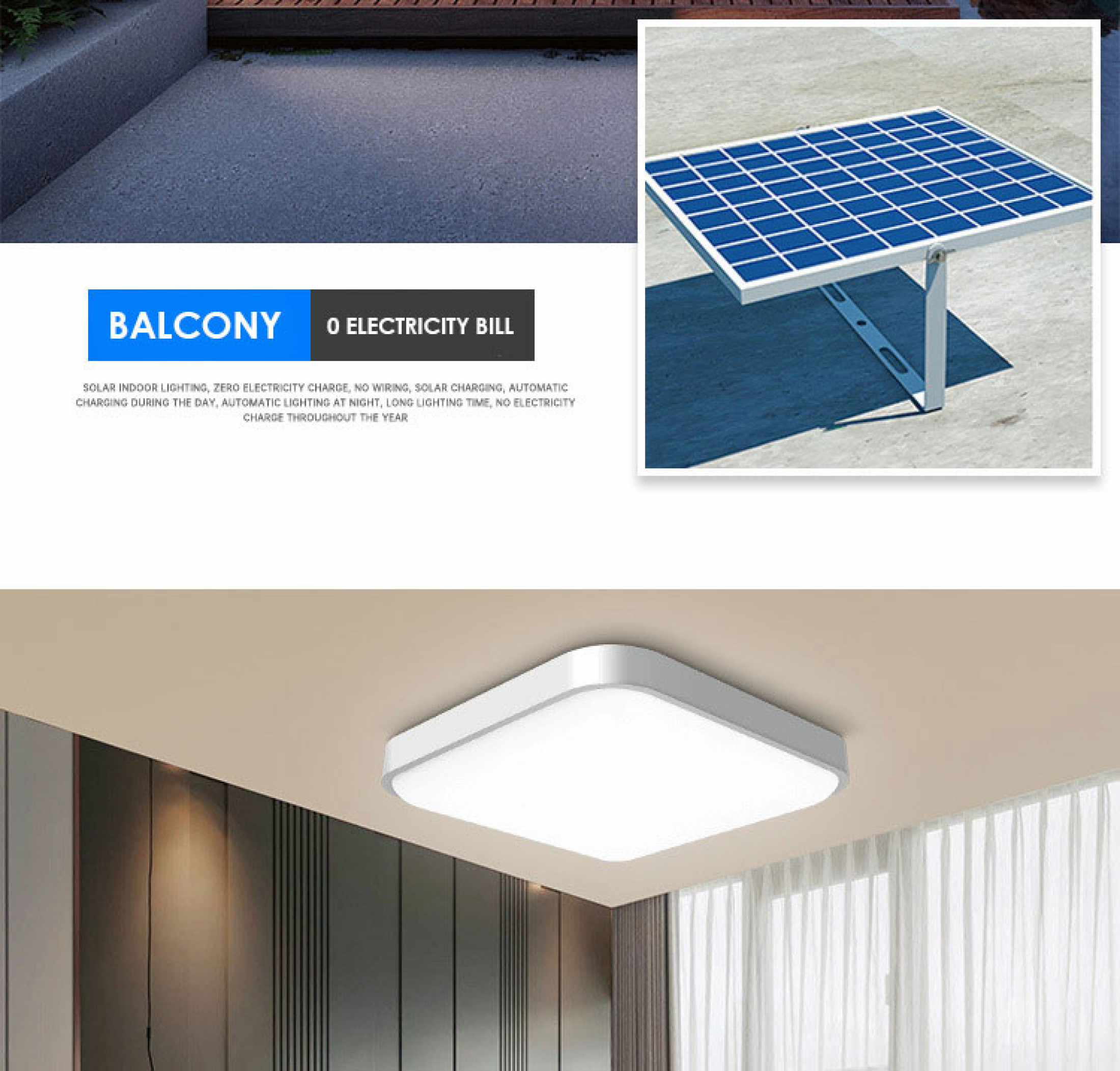 Solar ceiling light 3 way colors solar light indoor light solar light ...