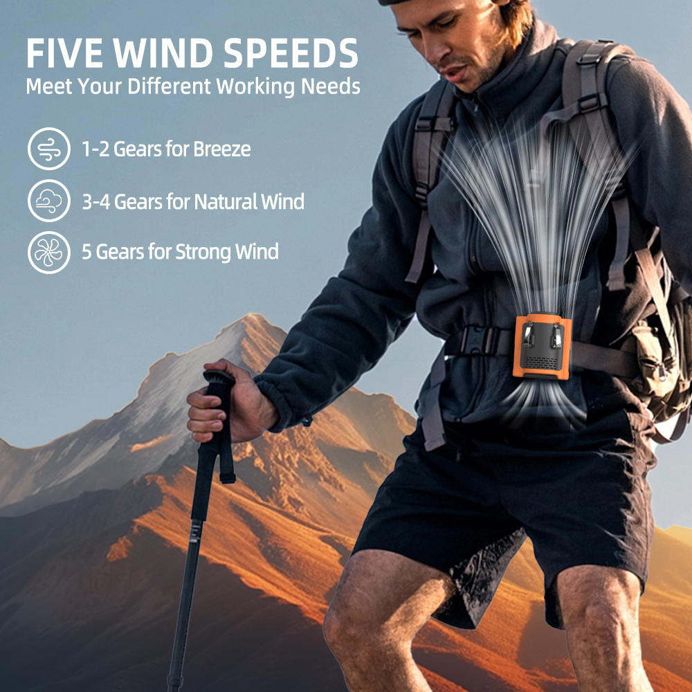 Orashare WF10 Waist Fan 10000mAh 5 Speed Strong Wind Portable Fan ...