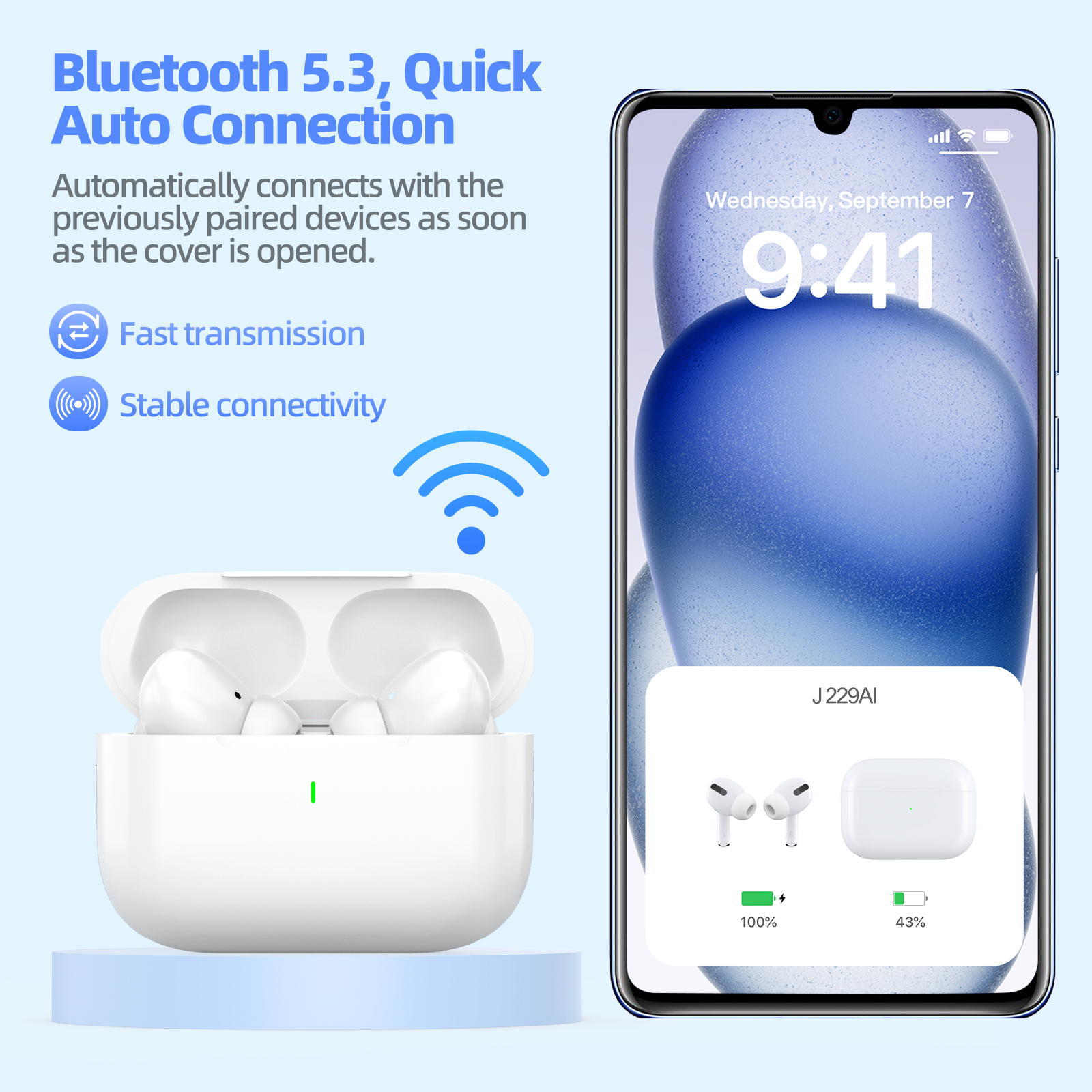 GOOJODOQ AI Bluetooth Earphones Wireless Earpods for Android Phone ...