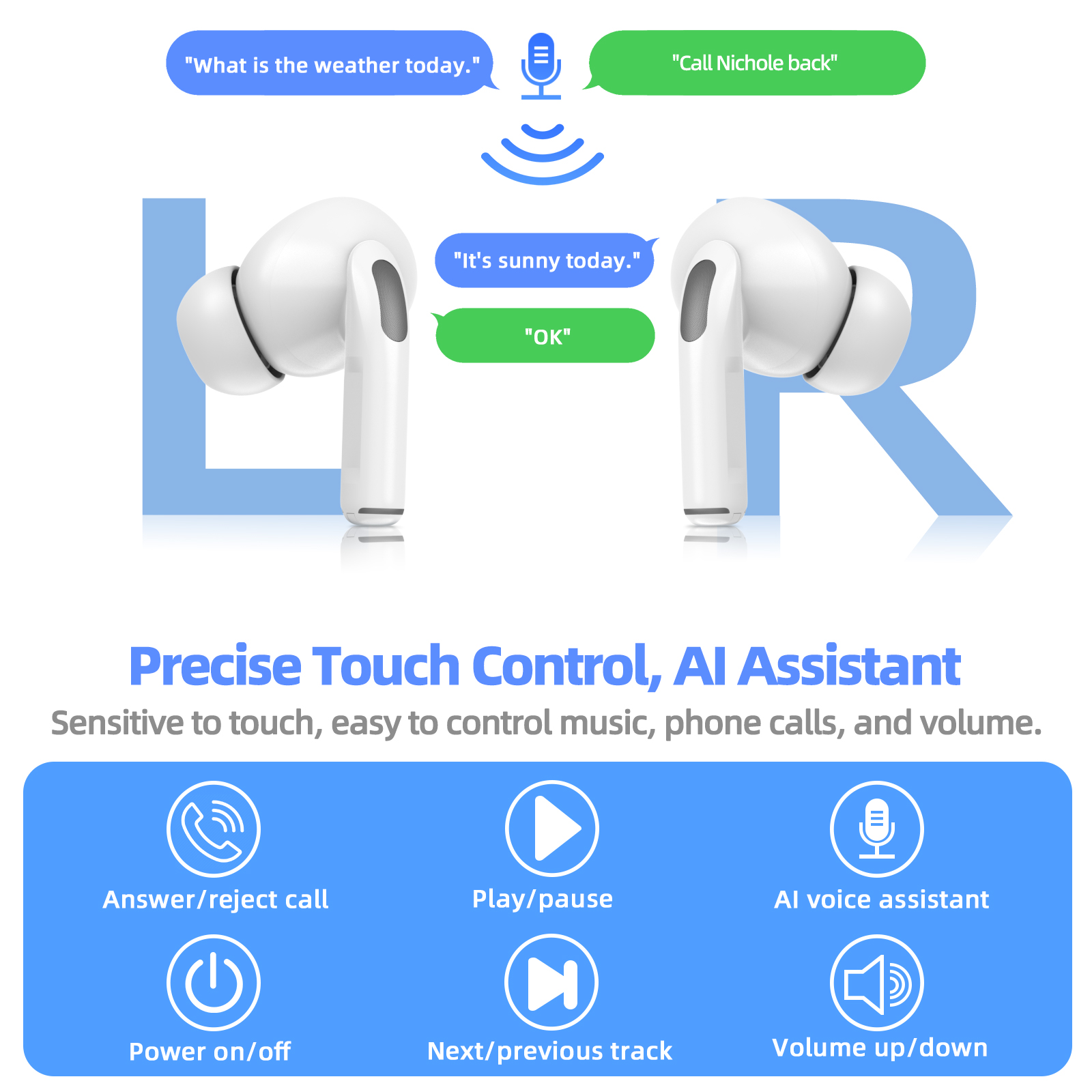 GOOJODOQ AI Bluetooth Earphones Wireless Earpods for Android Phone ...