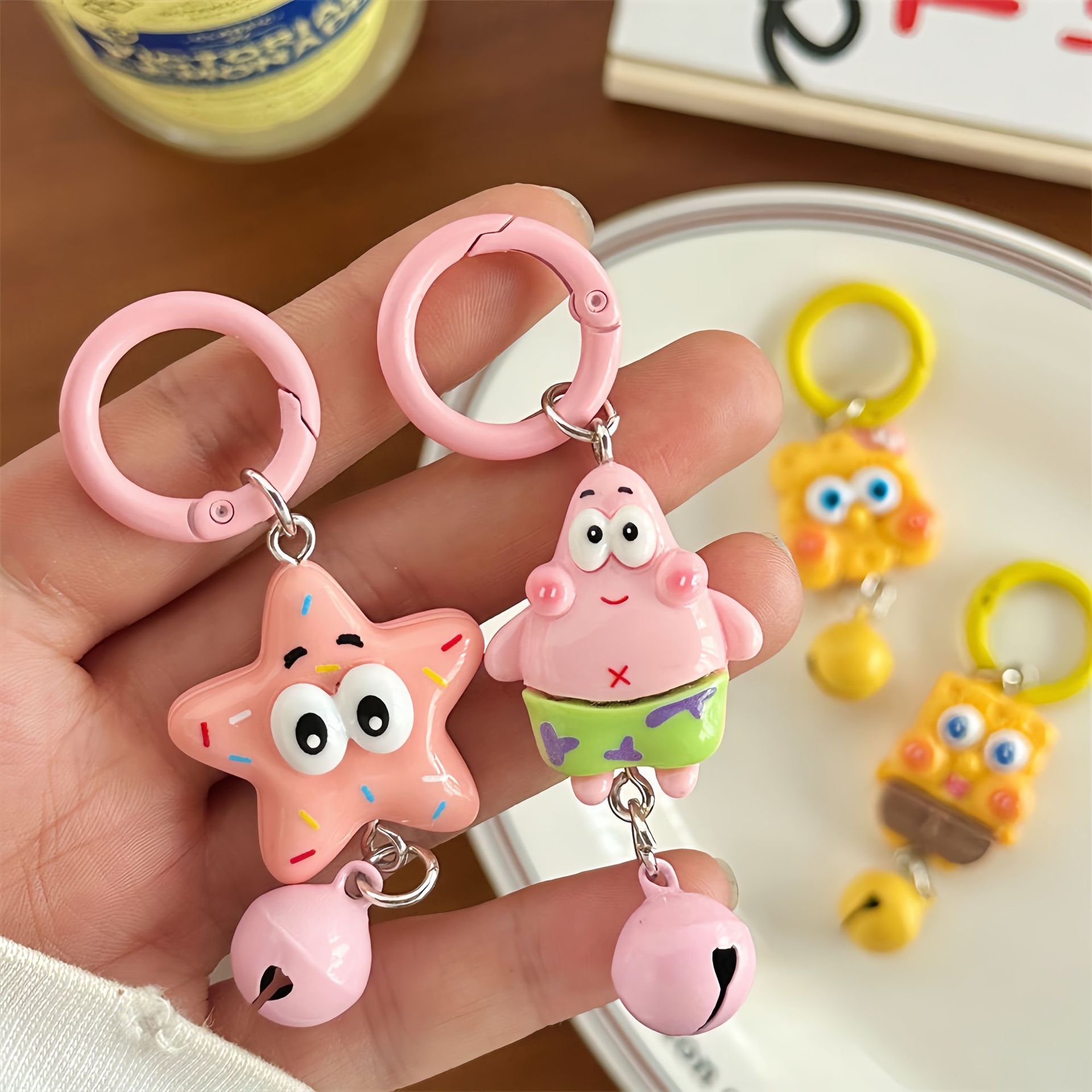 SpongeBob SquarePants circle bell keychain hanging student school bag ...