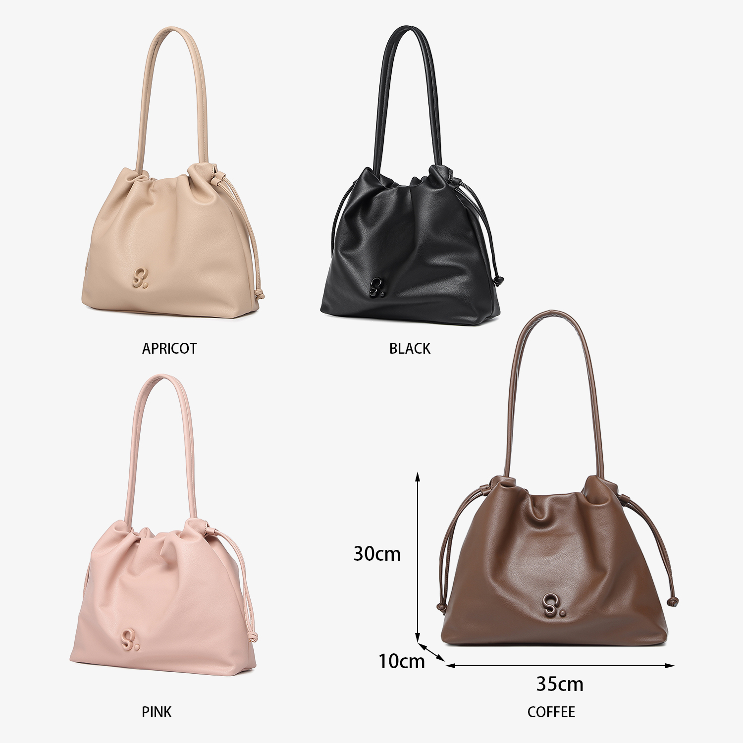 【Mumu Select】M369 Women Danica Bag Large Soft Leather Drawstring Cloud ...