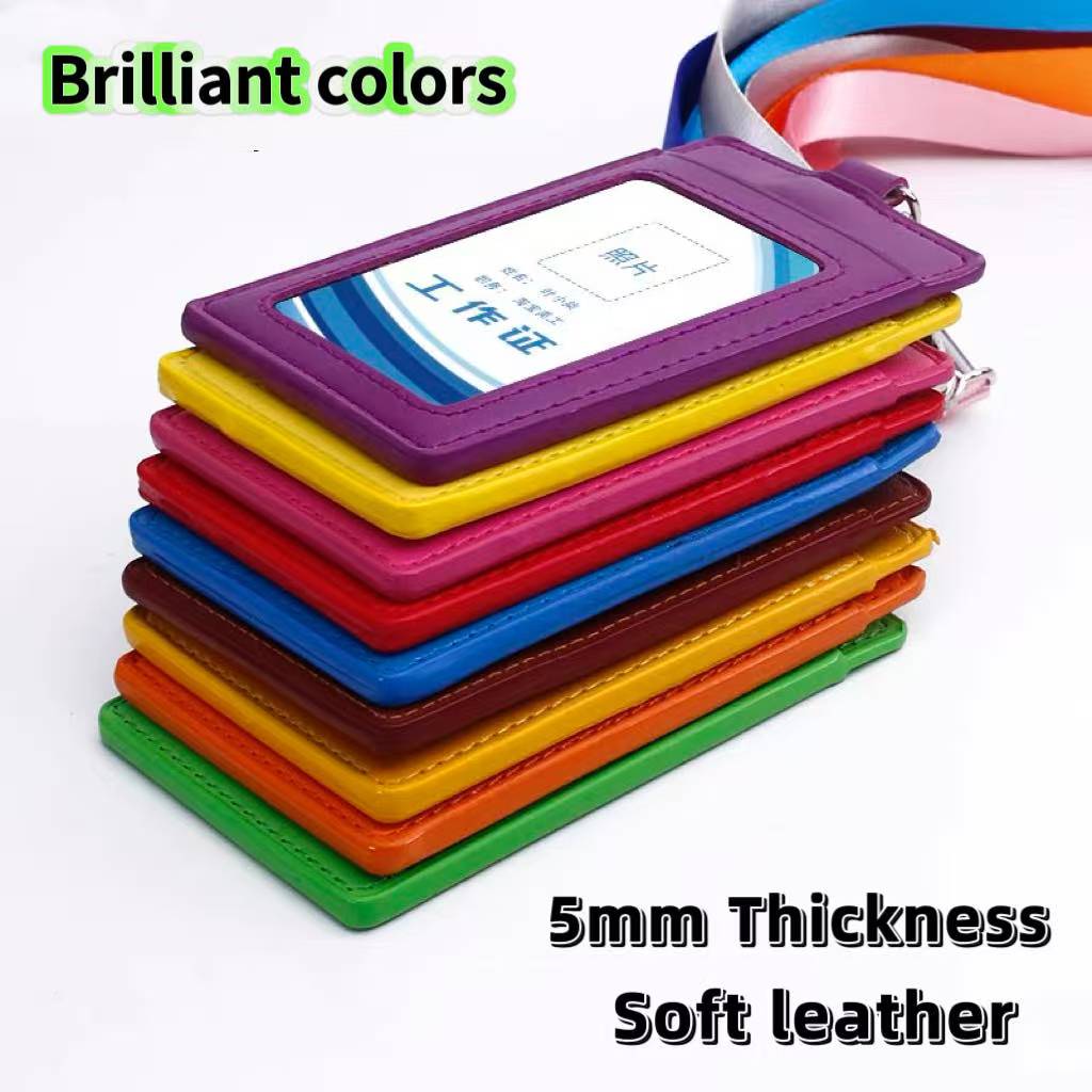 PU Leather Dual Use Student Name Card Company Work ID ATM Bus Card Name ...