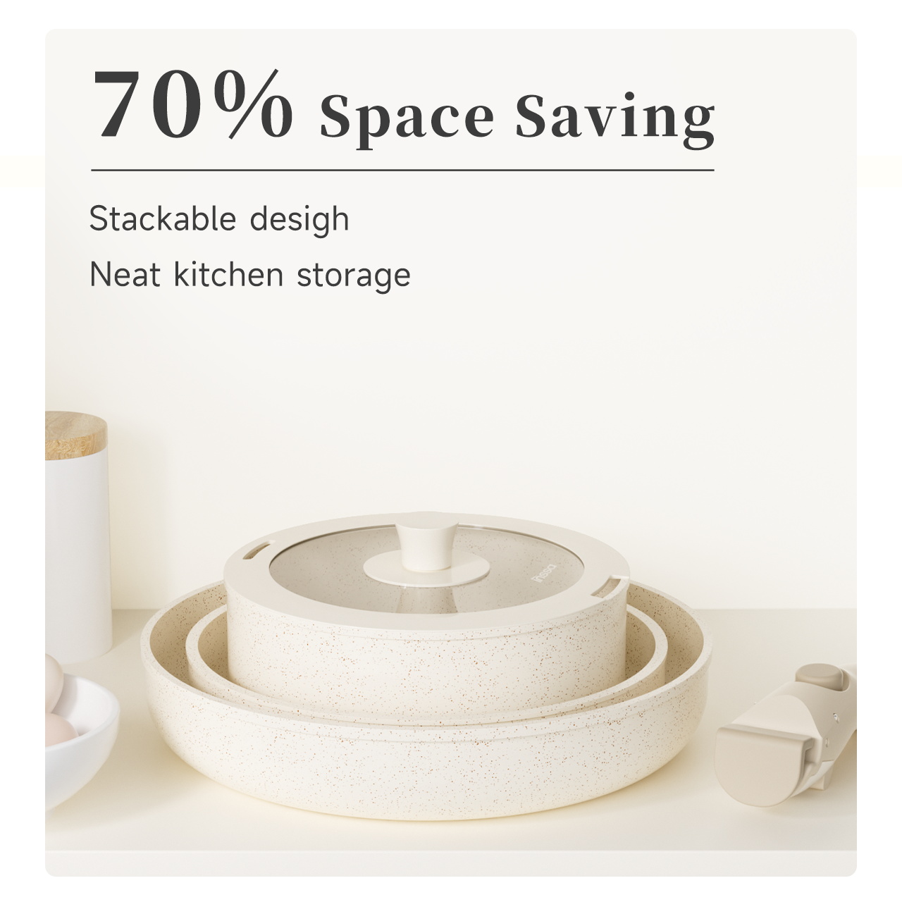 INSSA Non Stick Frying Pan Removable Cookware Set Handle Removable PFOA ...