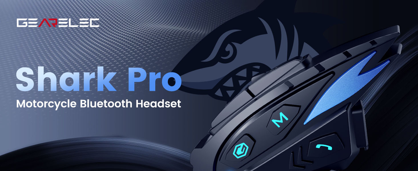 GEARELEC Shark Bluetooth Motorcycle Intercom Helmet Headset 1000m ...