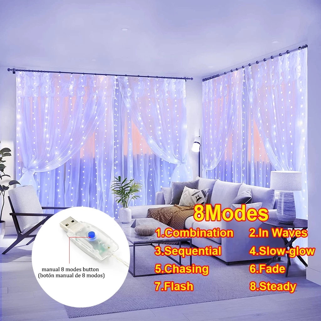 OOKAS Curtain Light LED Icicle Christmas Lights Rainbow Window Lamp ...