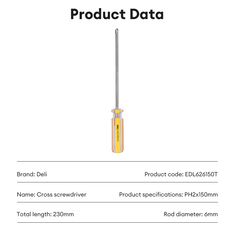 Deli Magnetic Pull Rod Flat Screw Driver Flat Screwdriver 75mm 100mm ...