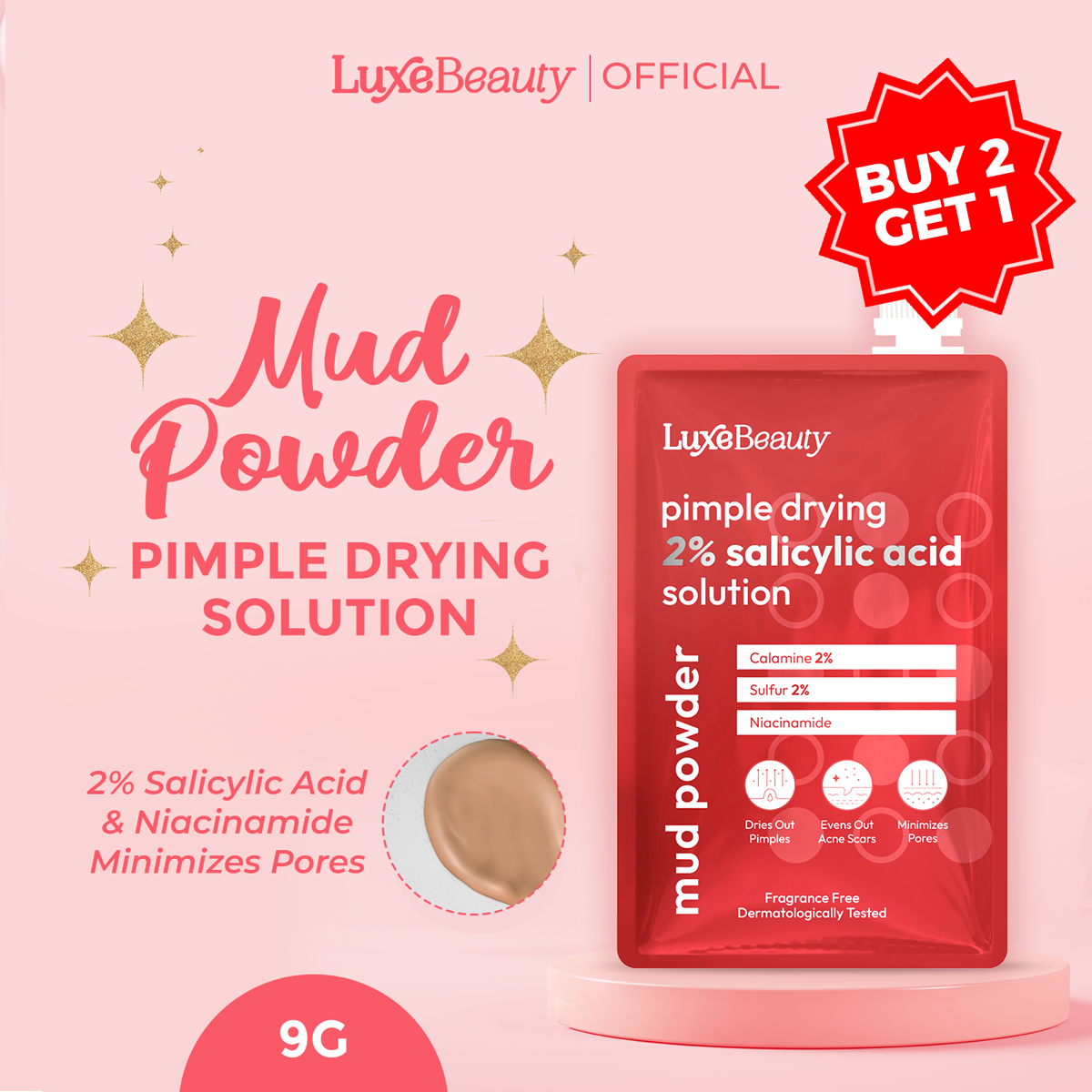 Luxe Beauty BUY 2 GET 1 Pimple Drying 2% Salicylic Acid Pink Solution ...