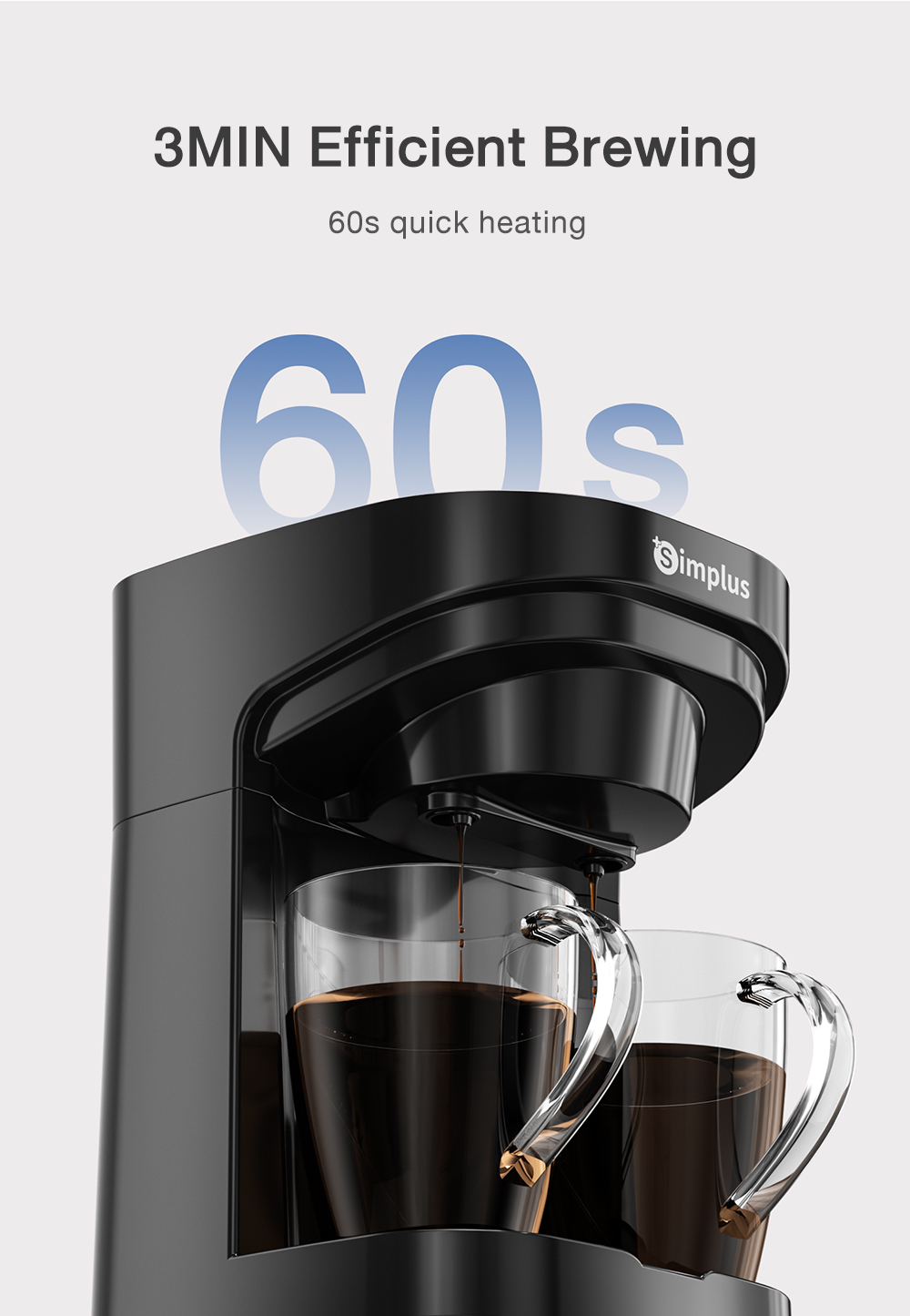 Simplus Coffee Maker Drip Filter Coffee Machine Dual Cups Compact Body ...