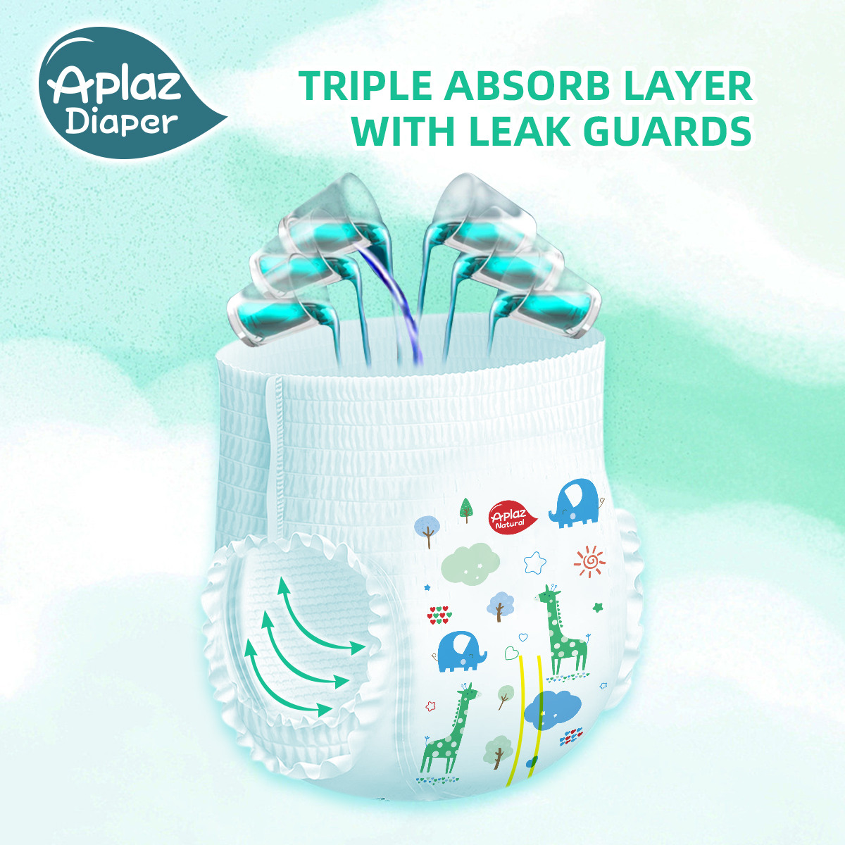 Aplaz Natural Upgraded U-Shaped Overnight Diaper Pants M-XXXXL 50pcs ...