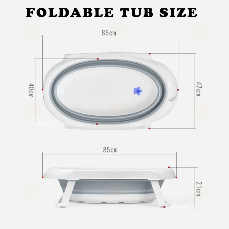 Foldable Baby Bath Tub With Net For Newborn Adjustable Non-Slip Bathtub ...