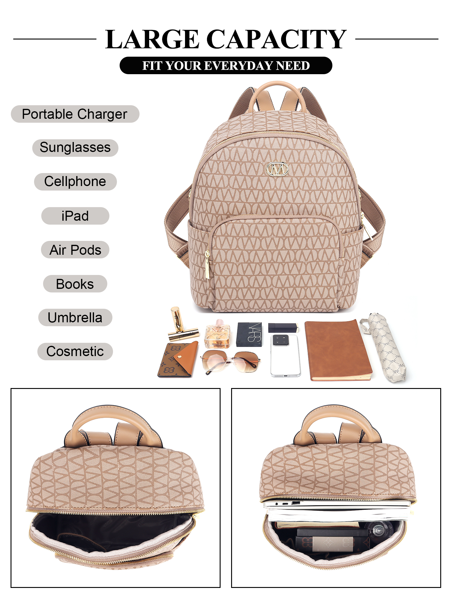 MICHAELA Trendy Letter Backpack Sophisticated Spacious for Women ...
