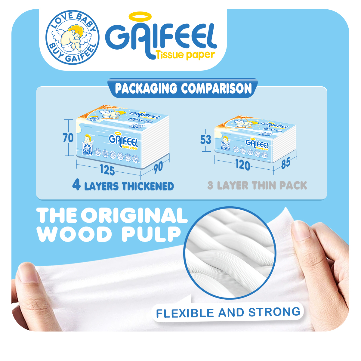 GAIFEEL 24-Packs Facial Tissue For Baby Tissue Paper Towel Soft Tissue ...