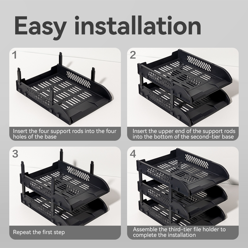 Deli 3-layer Desktop File Holder Documents Tray Paper Organizer Large ...