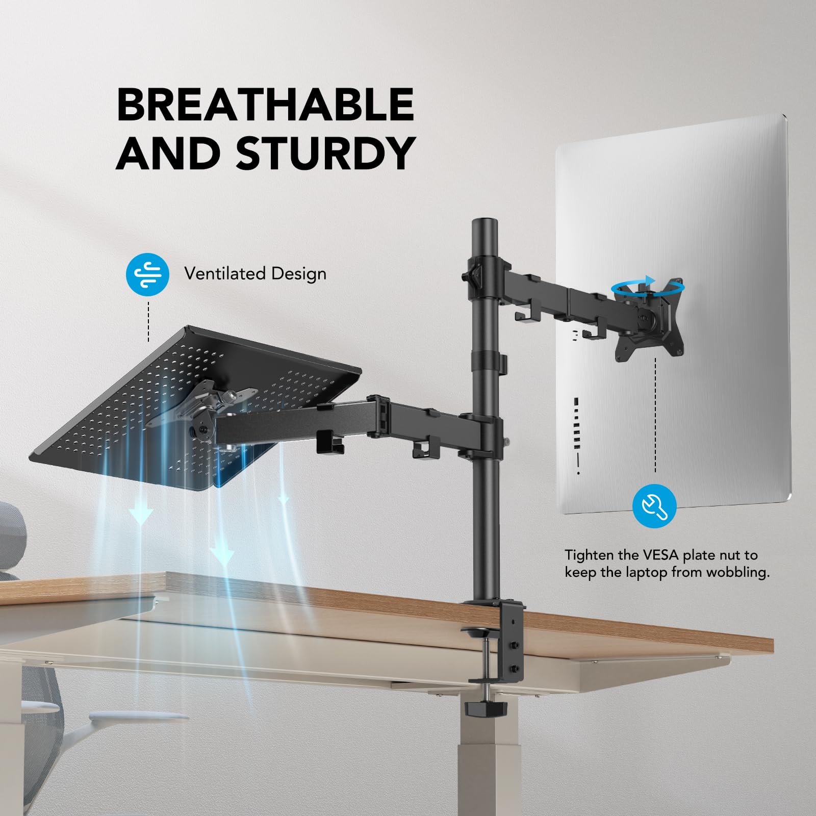 Dual Monitor & Laptop Stand for 13-32”Screen + 17" Notebook,Adjustable ...