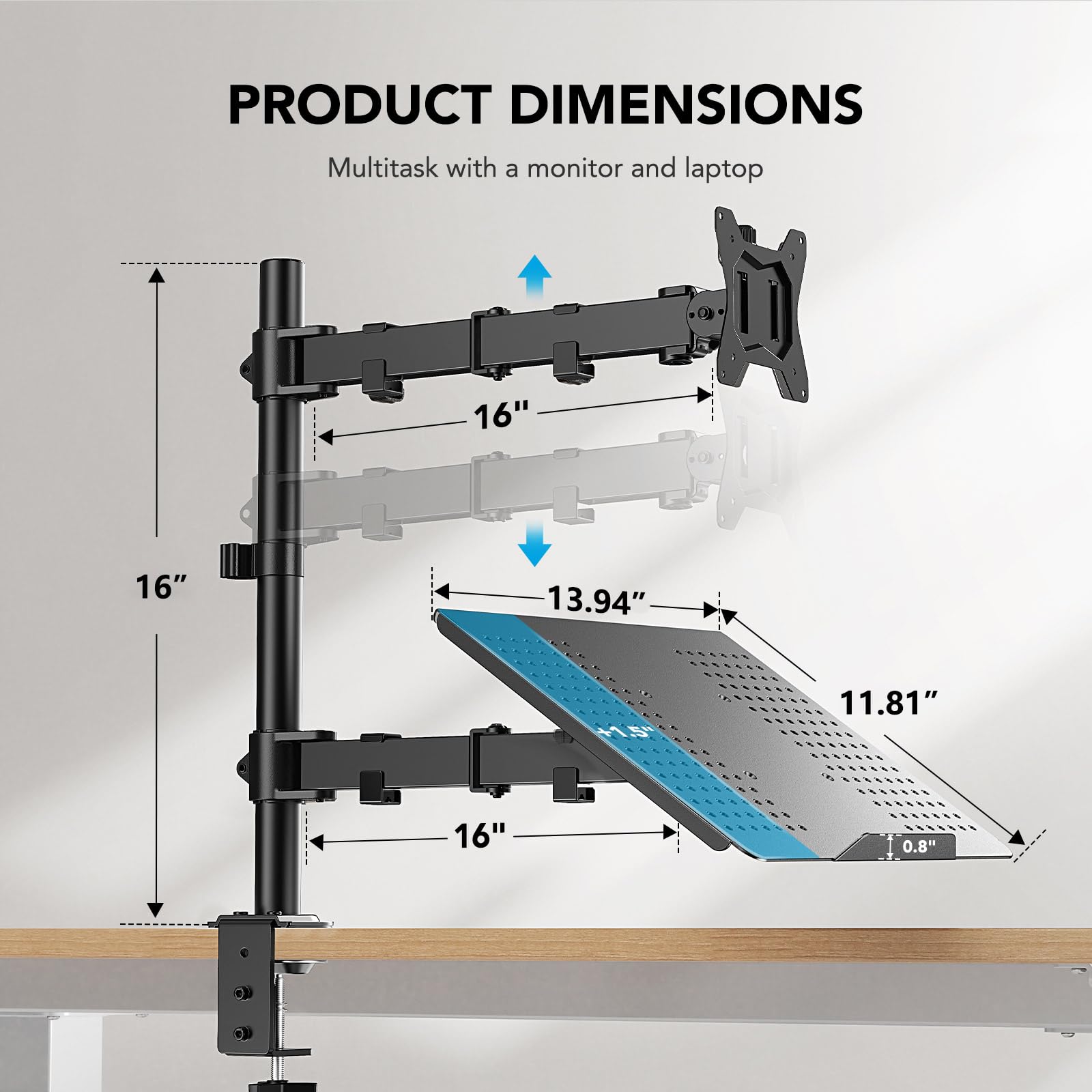 Dual Monitor & Laptop Stand for 13-32”Screen + 17" Notebook,Adjustable ...