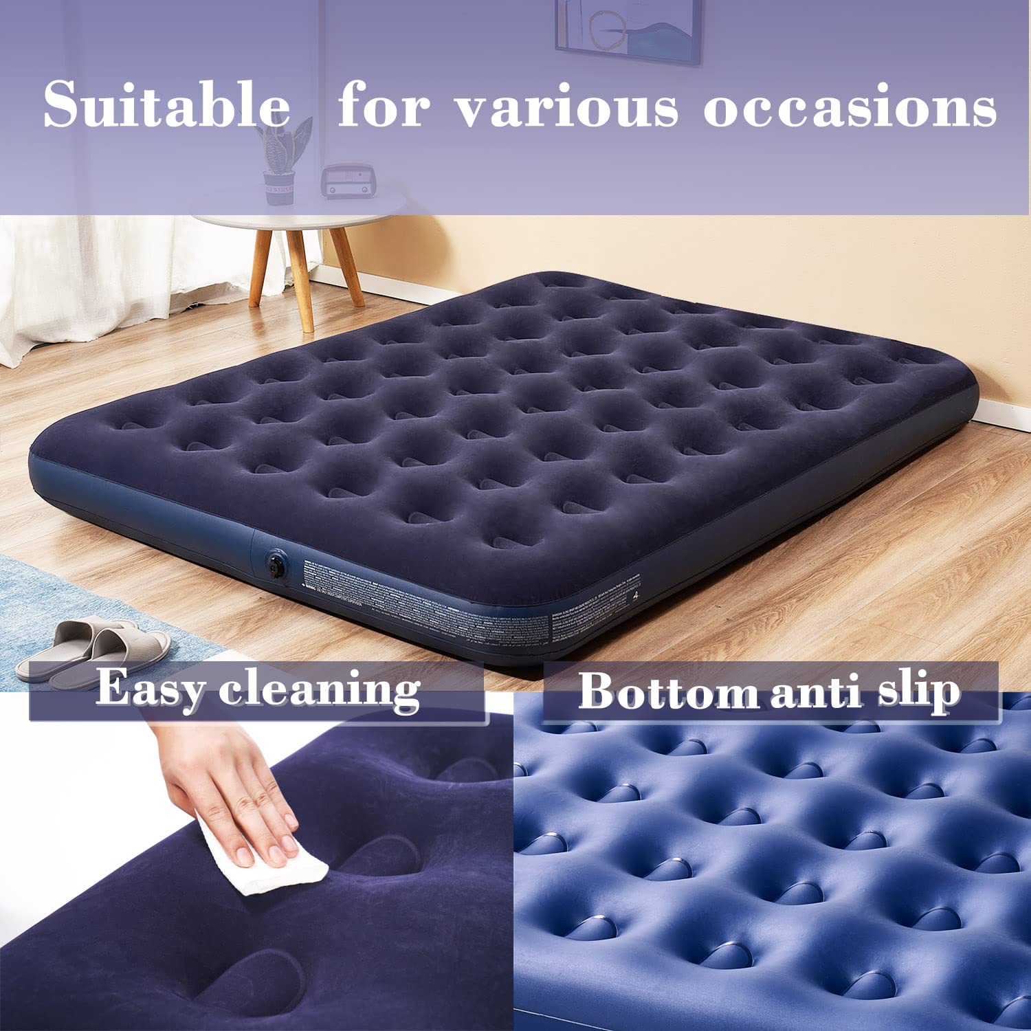 Hikeman Inflatable Air bed Portable Air Mattress Bed 22cm Height 200kg ...