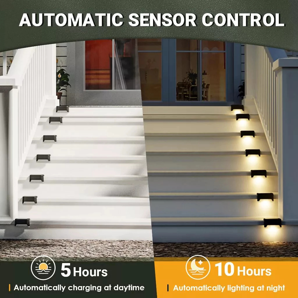 Yowxii Solar Stair Light LED 4pcs Waterproof Outdoor Garden Courtyard ...
