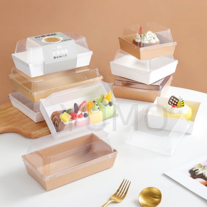 5/10/20PCS Cake Box Transparent Square Pastry Boxes Packaging Kraft ...