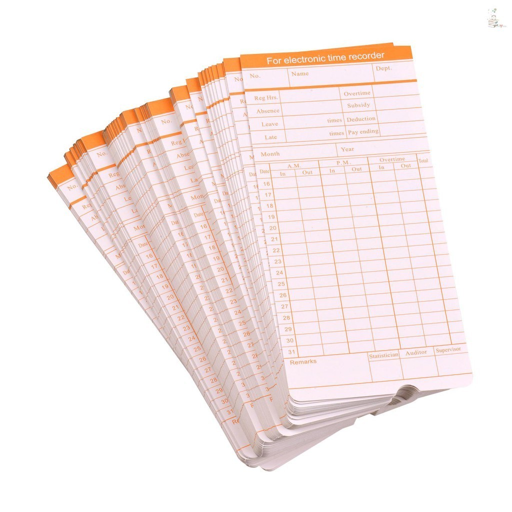 【COD】100Pcs/Pack English Time Card For Bundy Clock Monthly 2-Sided Dtr ...