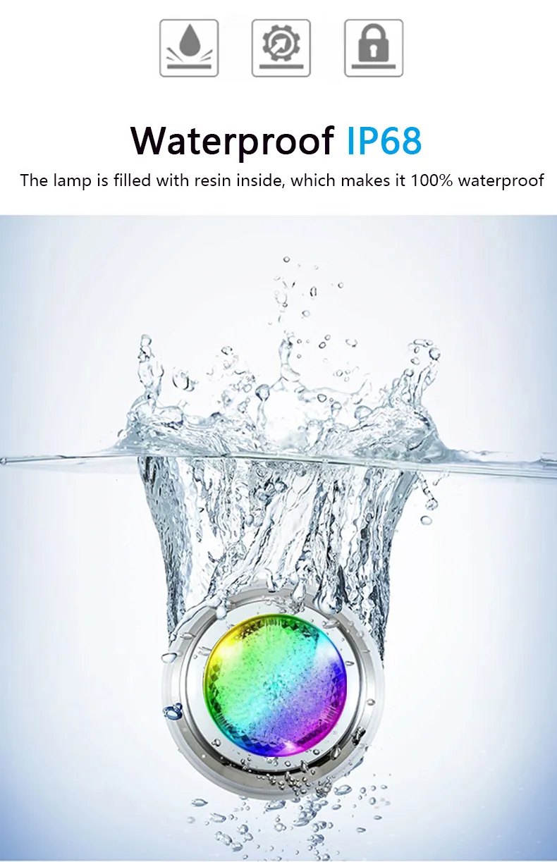 Stainless Steel Swimming Pool Light RGB Underwater Waterproof Fountain Landscape Decoration ...