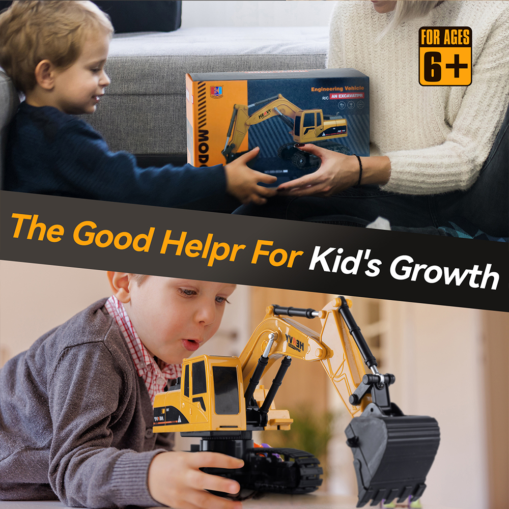 11 Channel Excavator Remote Control Metal RC Excavator Backhoe Car ...