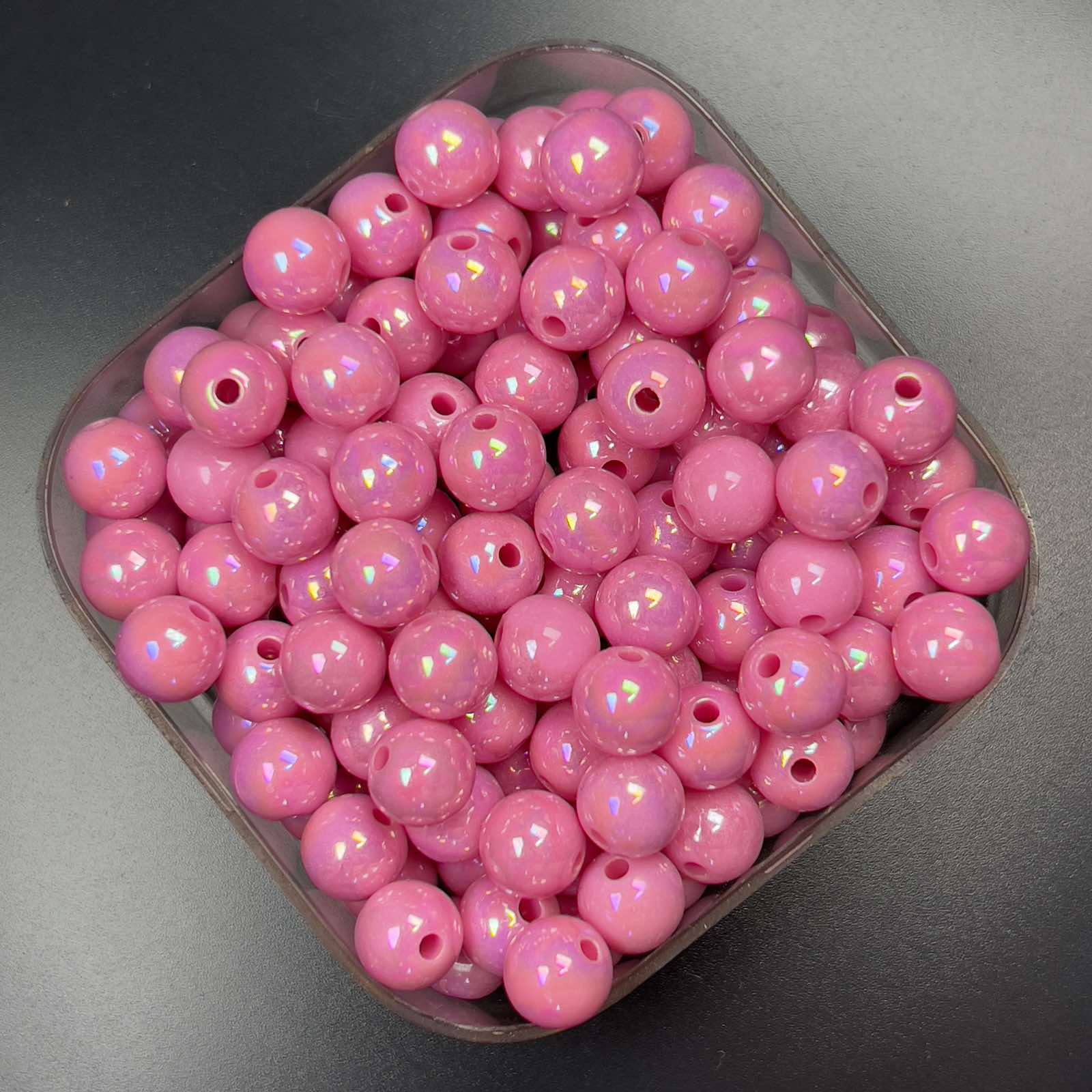 Veeds 50 Pcs Round Beads 8mm Hot Pink AB Coated DIY Beads Art and Craft ...