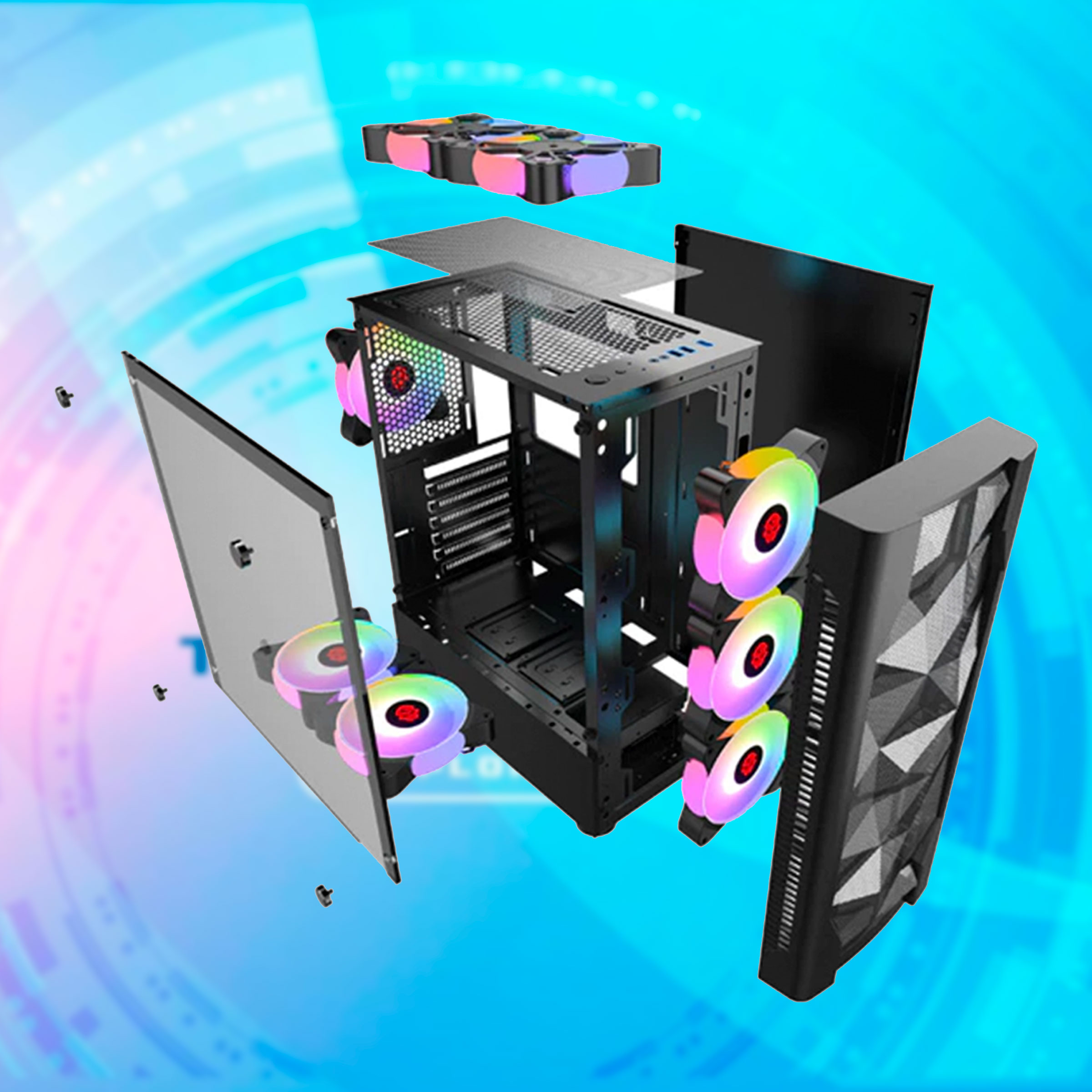 RYOMISE_InPlay Meteor 03 Mid Tower Gaming Case PC CASE Desktop Computer ...