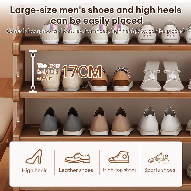 TAHANAN Bamboo Shoe Rack High Grade 3/4/5/6 Layers High-Capacity Shoe ...