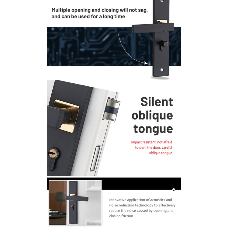 Door knob black antique space aluminum door stainless steel locks ...