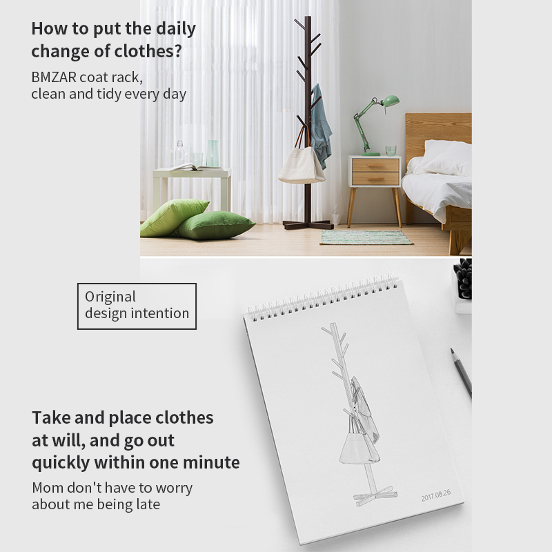 TUBUAN Original Bamboo Coat Rack Triangle Tree-Shaped Clothes Rack ...