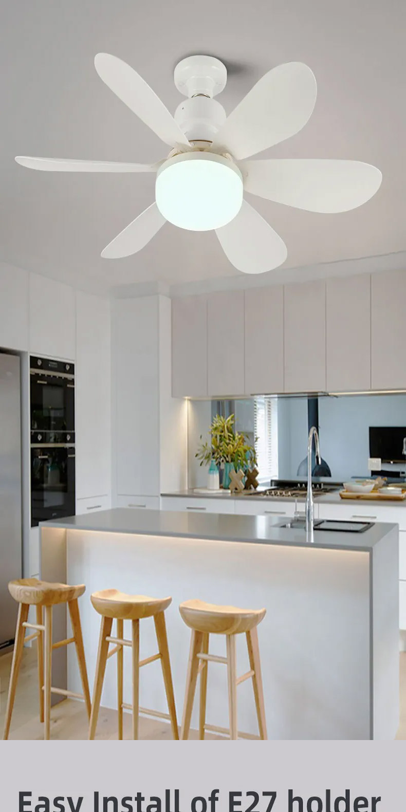 Jiditech 60W Tri Color Ceiling Fan With Light Remote Control 3 Speed 20 ...