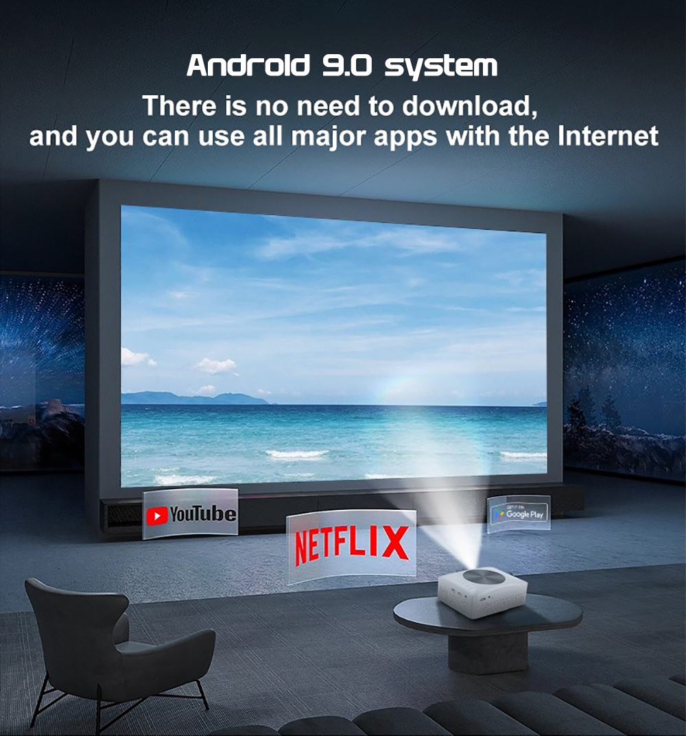 8000 lumen 4K Android mini projector for phone and laptop portable ...