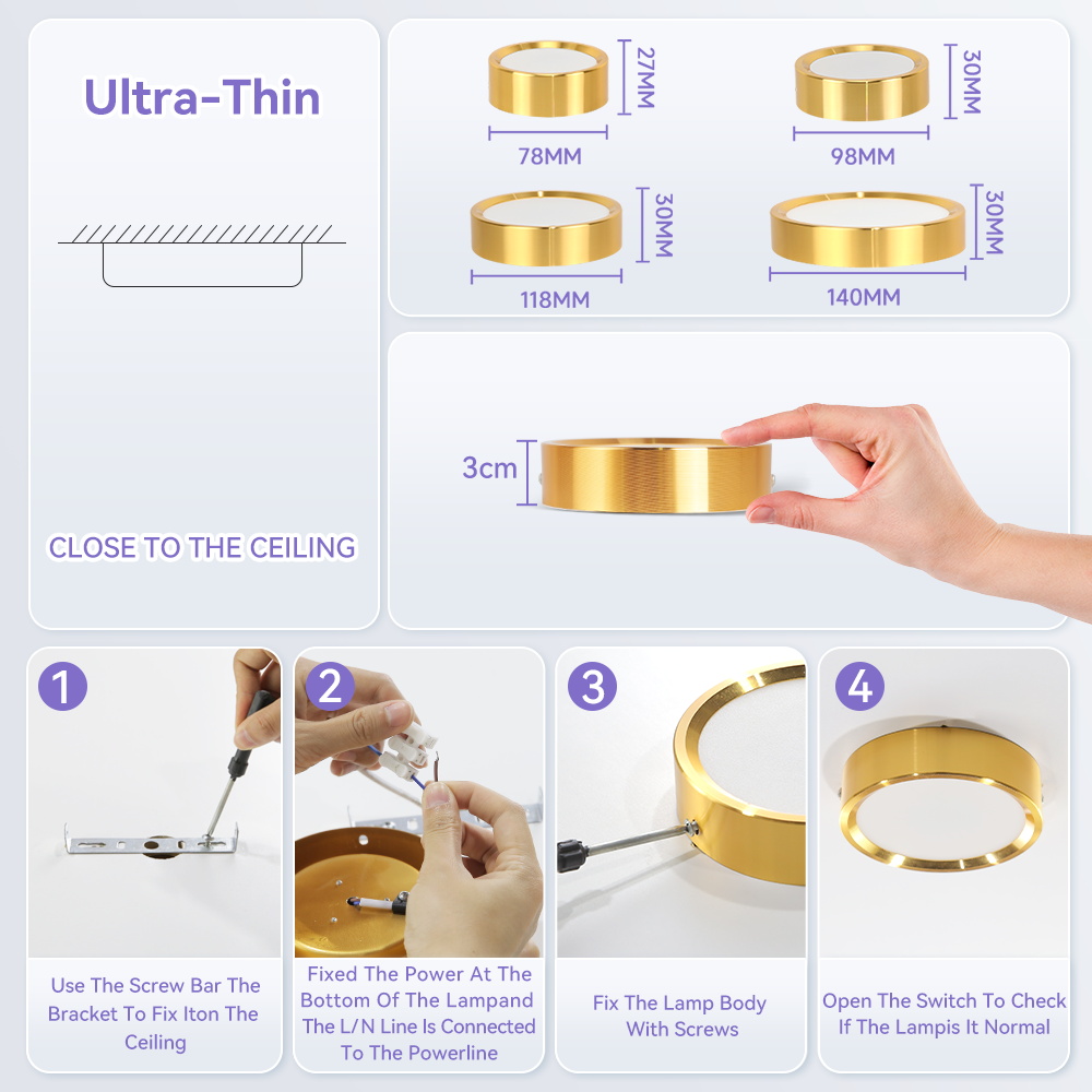 Led Pin Light Ceiling Lights Surface Mounted Downlight 3 Colors Panel ...