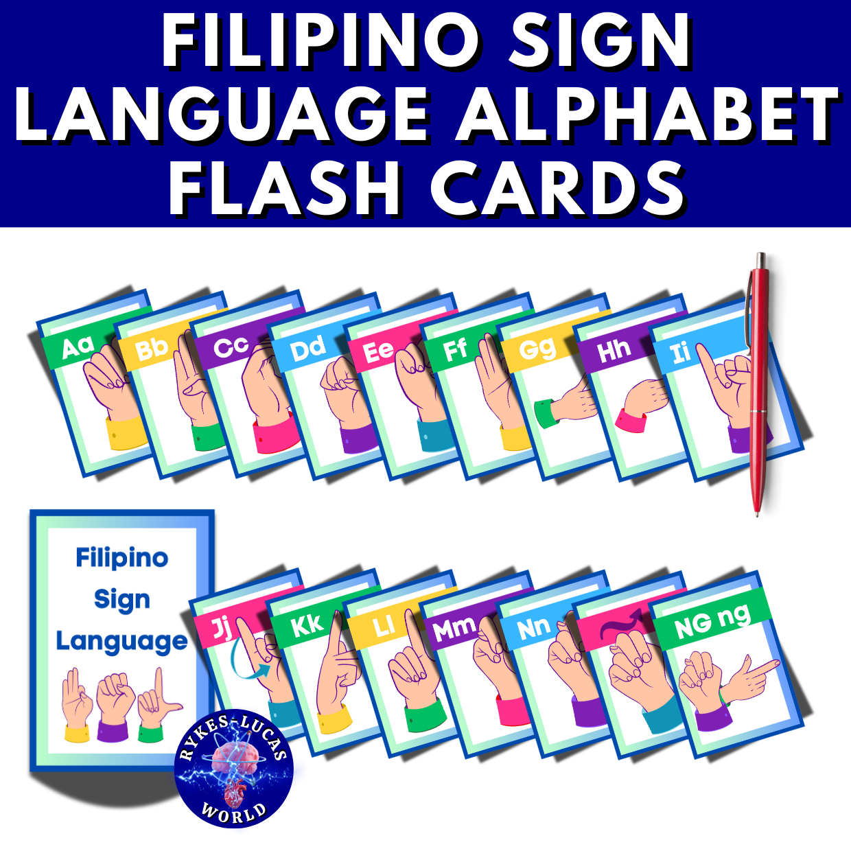 FILIPINO SIGN LANGUAGE ALPHABET FLASH CARDS FOR KIDS EDUCATIONAL ...