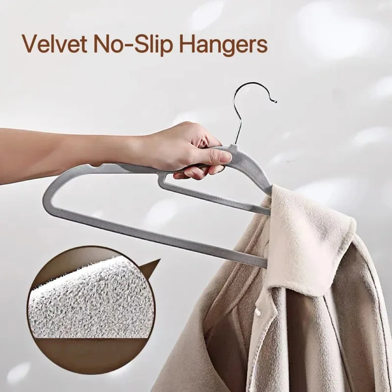 50pcs Elastic Velvet Hanger, Clothes Do Not Deform Drying Rack | Shopee ...
