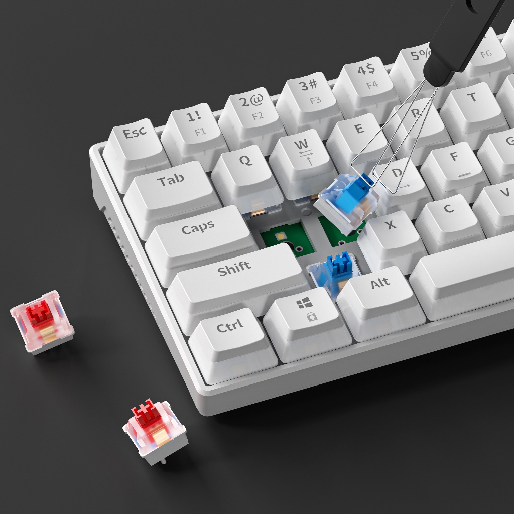 ZIFRIEND ZA616 61Keys Wired Keyboard Hot-Swappable RGB Pudding Keycaps ...