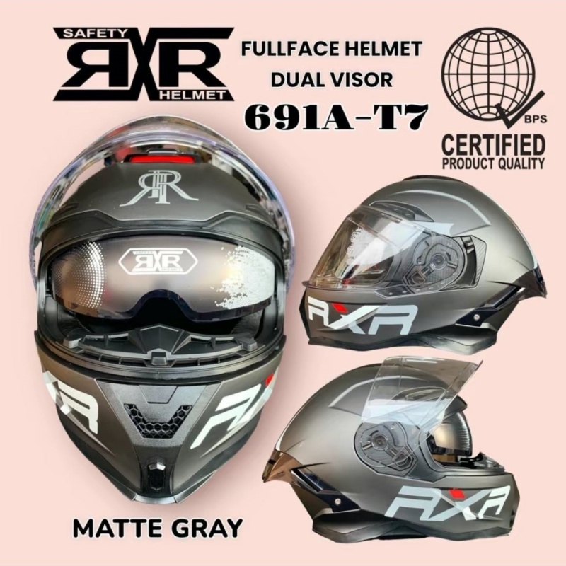 Handsome helmet RXR Full Face Dual Visor Helmet With spoiler 691A-T7 ...