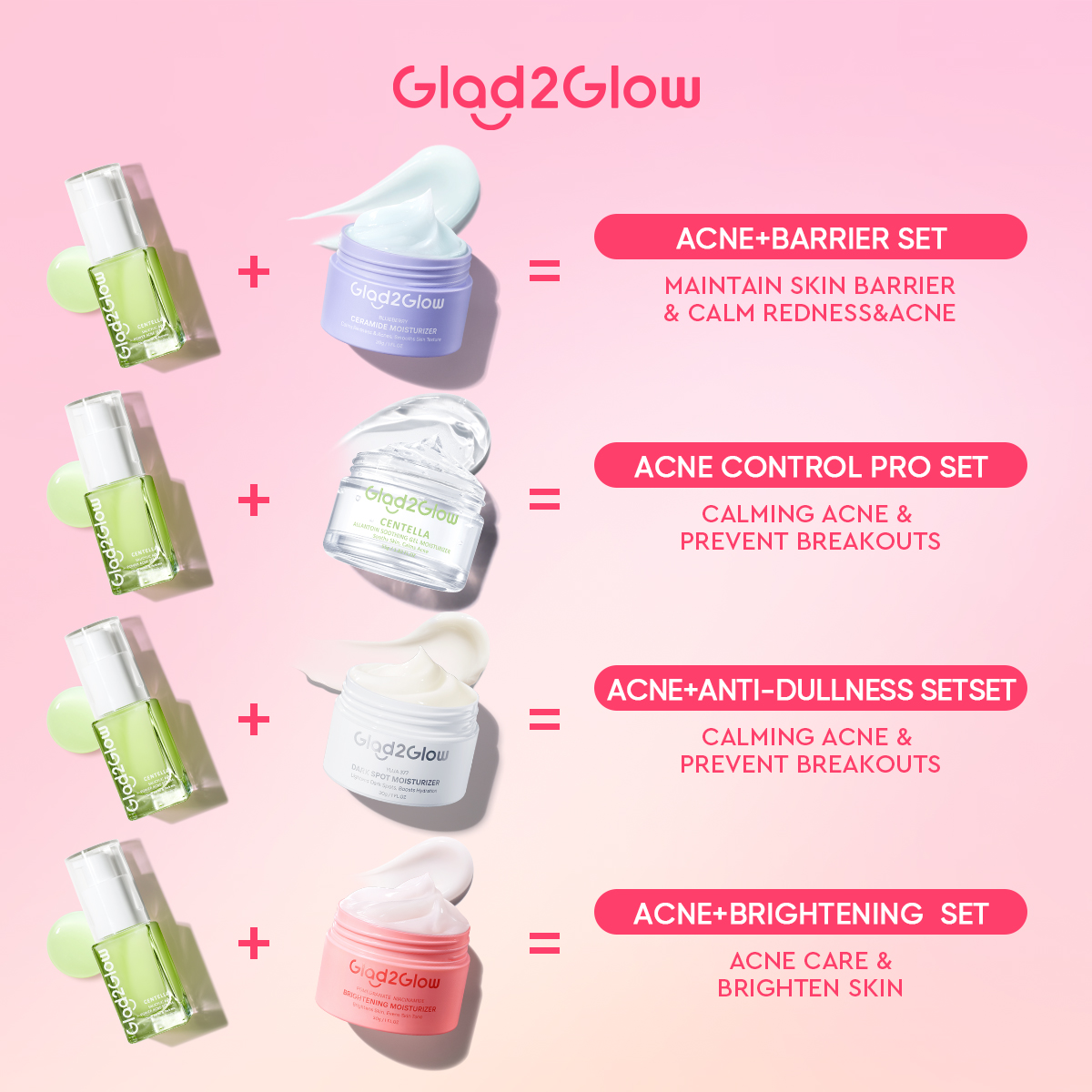 [G2G] Glad2Glow Acne Set Aha Bha Pha/10% Niacinamide/5% Ceramide ...