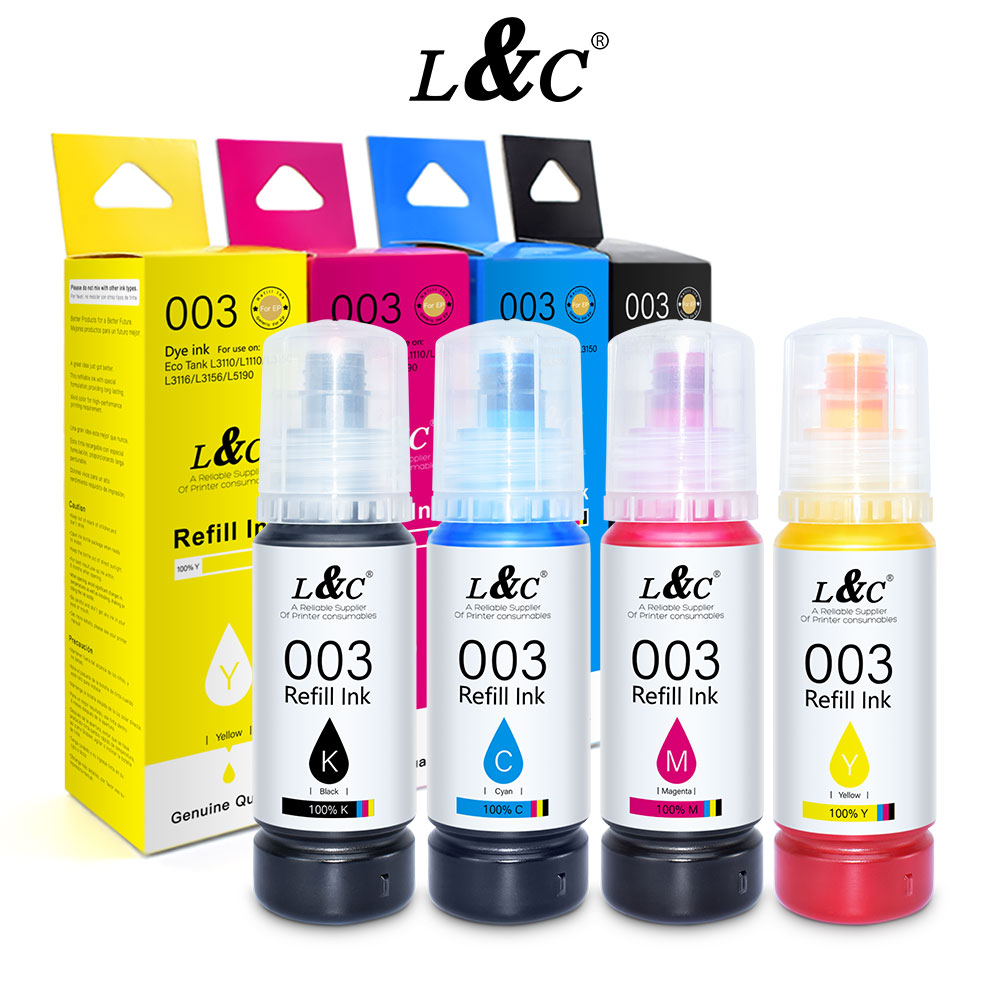 L&C 003 Ink Refill ink Dye Ink For Inkjet Printer L3110 L3116 L3210 ...
