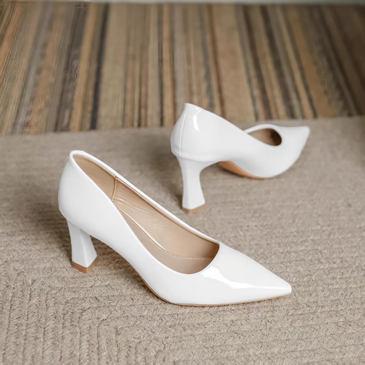 Henice New Classics Leather Pointed High Heels Korean Office Block ...