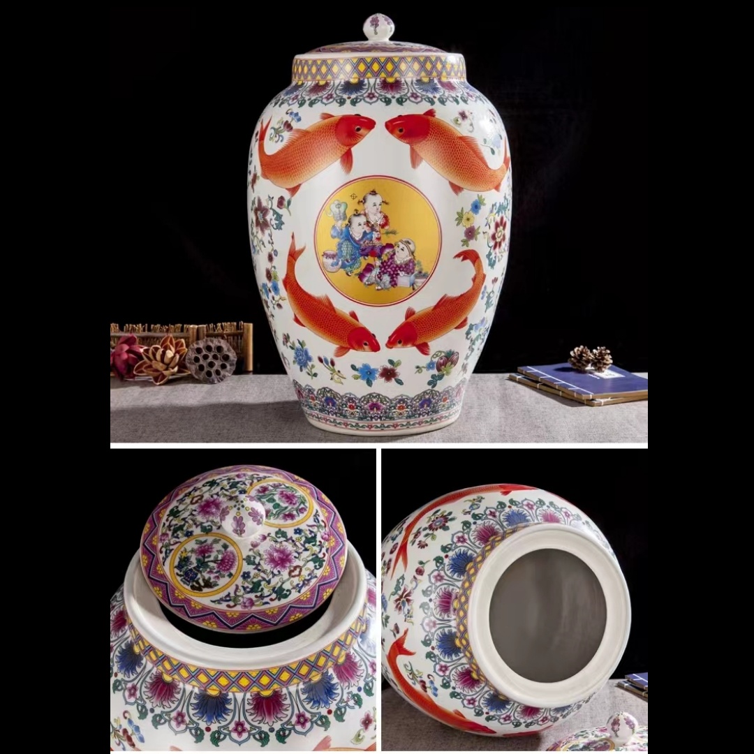 Porcelain rice dispenser 15kg/10kg/25kilos rice storage container big ...