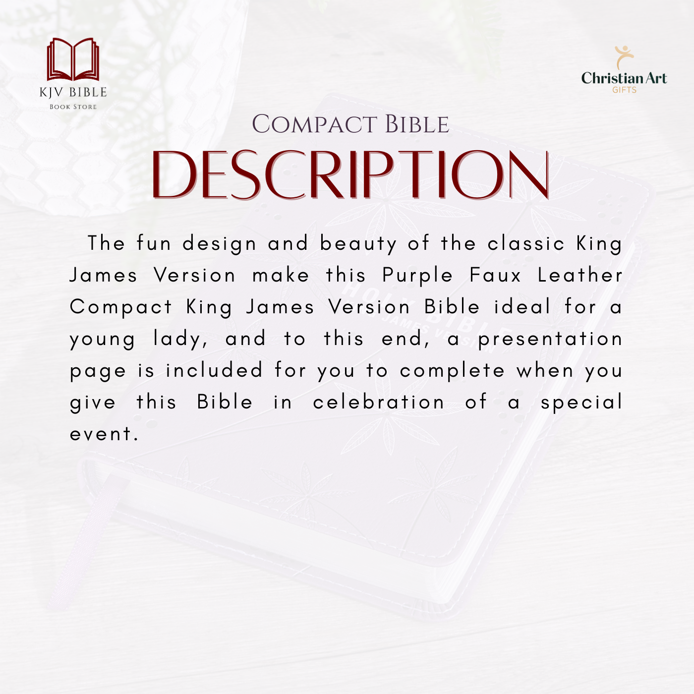 KJV004 | King James Version Compact Purple Faux Leather | KJV Holy ...