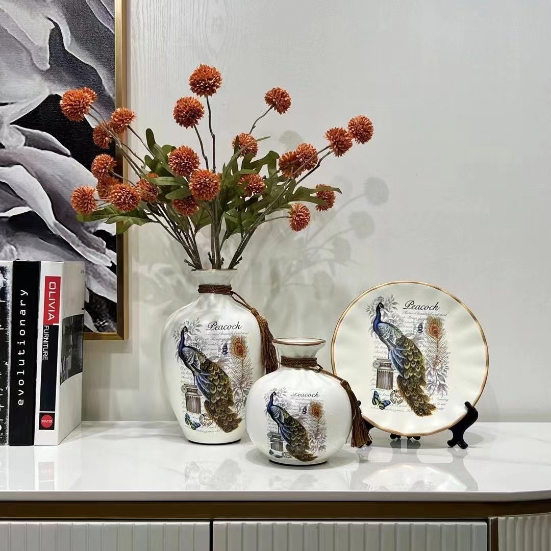 Spot 】 European-style ceramic desktop decorative vase creative ...