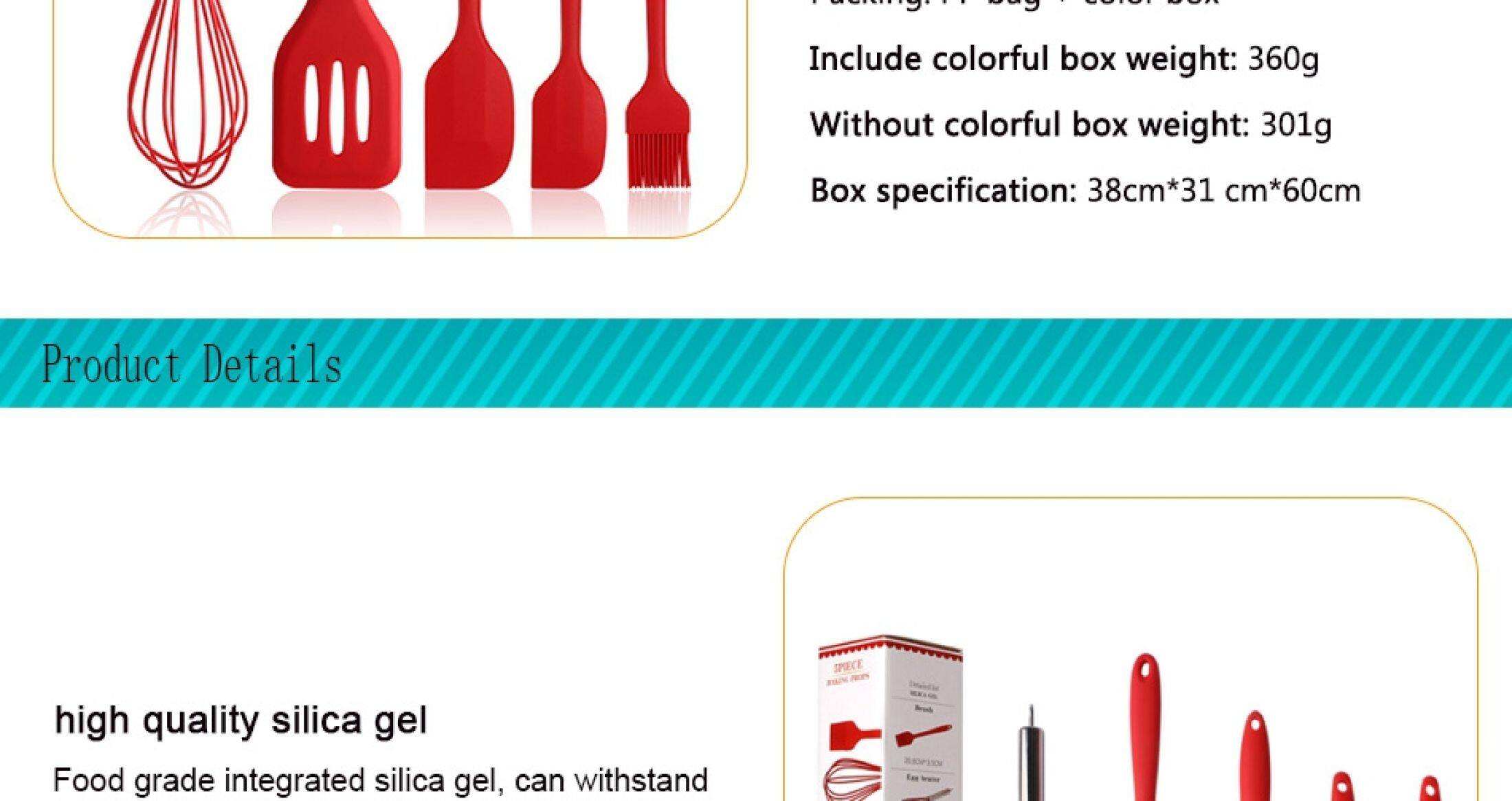 Set Senduk Dapur Silikon 5 pcs-kitchen tool silicone cookware 5 baking ...