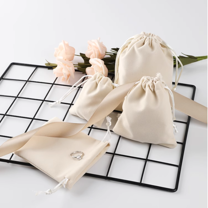 1pc Colored Velvet Fabric Silk Drawstring jewelry Packing Bag Velvet ...