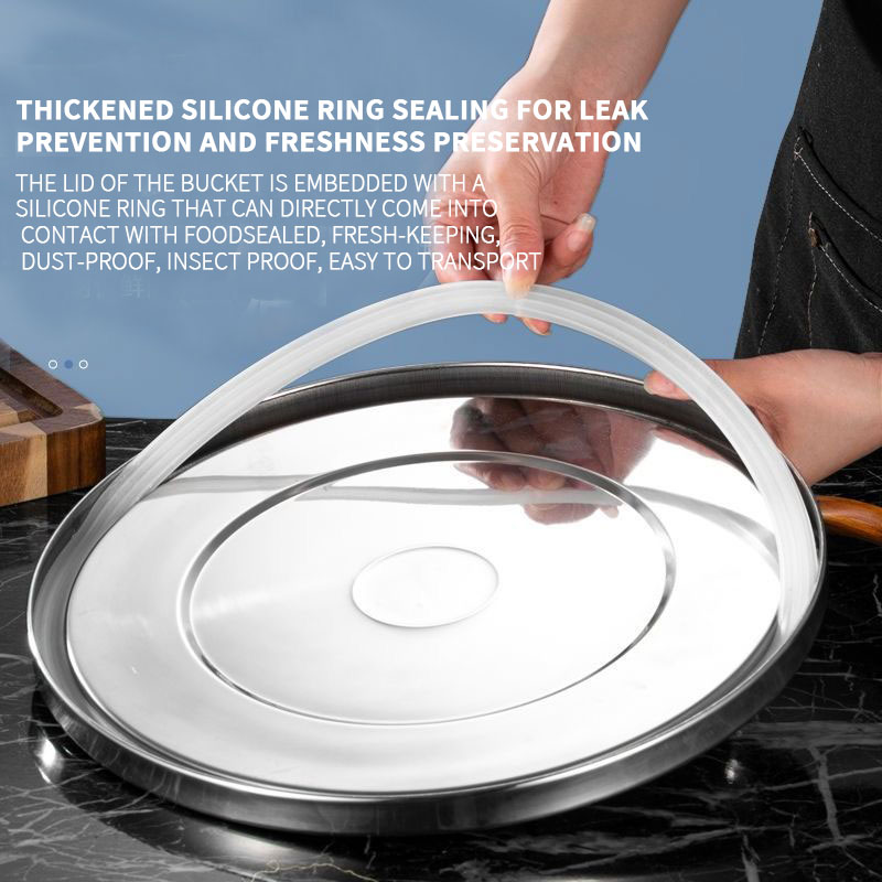 304 Thicken Stainless Steel Closed Rice Bucket With Lock Buckle Against ...